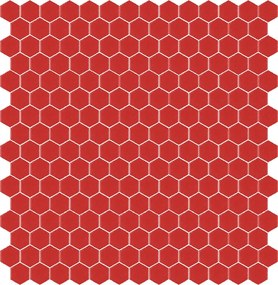 Hisbalit Skleněná mozaika červená Mozaika 176F SATINATO hexagony 2,3x2,6 (33,33x33,33) cm - HEX176FLH