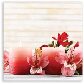 Obraz na plátně Květinové svíčky Zen Pink - 60x60 cm
