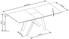 Jídelní rozkládací stůl CAPITAL – 160x90x76 (+40)
