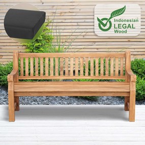 Teaková lavice Jackson s sedací polštář 180 cm + teak – tmavě šedá