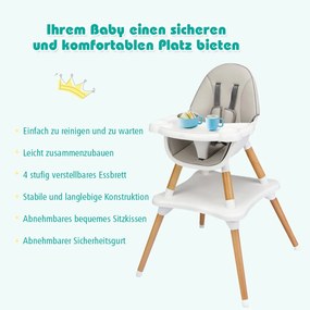 Costway 4-in-1 dětská vysoká židlička jídelní židlička dětská