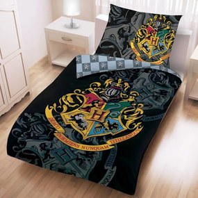 Bavlnění ložní povlečení Harry Potter - motiv erb školy Bradavice - 100% bavlna - 70 x 90 cm + 140 x 200 cm
