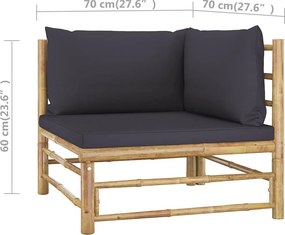 4dílná zahradní sedací souprava + tmavě šedé podušky bambus 3058206