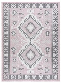 koberec SISAL SION aztécký 3007 ploché tkaní růžový / ecru velikost 160x220 cm | krásné koberce cz