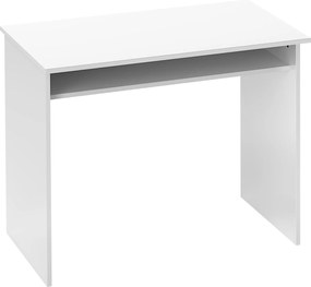 HOMCOM Počítačový stůl Kompaktní Elegantní kancelářský stůl s 1 policí, Dřevotříska, rozměr 90D x 50Š x 74V cm, Vysoce lesklá bílá | Aosom