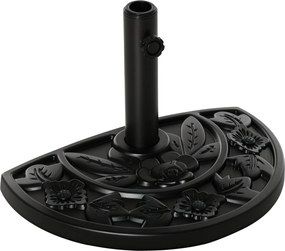 Stojan na slunečník Outsunny 9 kg s designem květiny a polokruhovým držákem pro slunečníky s průměrem tyče 35/38/48mm, pro balkon, terasu, zahradu, če