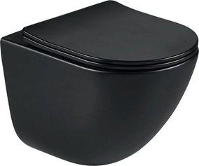 Závěsný set GEBERIT Duofix Basic+ WC LENA Rimless 48 x 36 cm + pomalu padající deska Slim, černá, 3322XX85+39100185