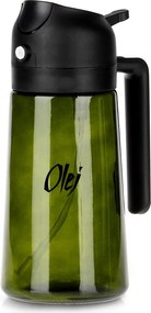 VILDE Skleněný rozprašovač a dávkovač na olej 2v1 450ml - zelené sklo