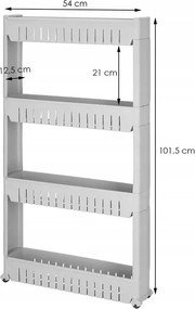 Skříňka na kolečkách 4 police SPRINGOS HA1014 šedá