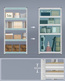 Sada 2 ks dílenských regálů Myron 180 cm stříbrná/hnědá