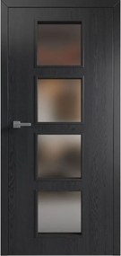 Solodoor Interiérové dveře Etta 4, 70 P, 70 × 197cm, fólie, pravé, dub Boston, prosklené