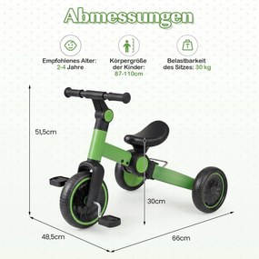 Costway 5-in-1 Dětské kolo Dětské balanční kolo s odnímatelnými pedály