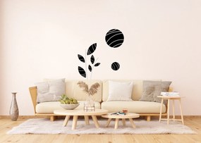 Samolepka na zeď Černo-Bílá Abstrakce s Květinami | 65 x 85 cm | DFL0486