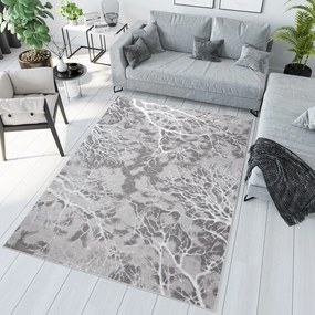 Jednoduchý moderní koberec v šedé barvě s bílým motivem Šířka: 120 cm | Délka: 170 cm