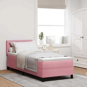 Postel s boxspringem s matrací s čelo Růžová 80 x 200 cm samet 3339073