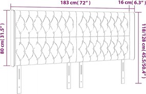Čelo postele s LED černé 183 x 16 x 118/128 cm samet 3124446
