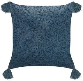 Sametový polštář 45 x 45 cm tmavě modrý SETARIA Beliani