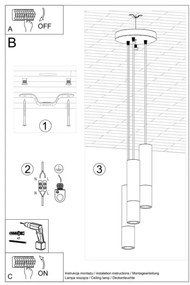Sollux SL.0955 - Lustr na lanku LOOPEZ 3xGU10/10W/230V kulatý černá/zlatá