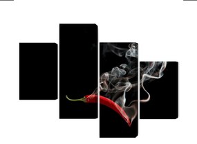 Vícedílný obraz Červené Chilli S Kouřem Nedostatek Nedostatek Přírodní plátno 160x100