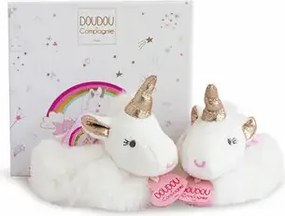 Doudou Dárková sada - Sada botiček s chrastítky jednorožec 0-6 měsíců
