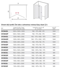 Mereo Novea obdélníkový sprchový kout 100 x 80 x 200 cm zalamovací levá s pevnou stěnou aluchrom čiré CK11833ZL