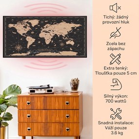 Klarstein Wonderwall Air Art Smart, infračervený ohřívač, 120 x 60 cm, 700 W, noční mapa