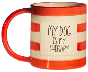 sass & belle Keramický hrnek Dog Therapy 300 ml, červená barva, porcelán