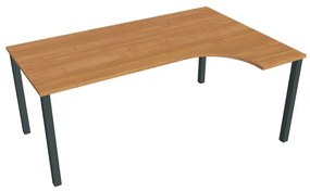 Stůl ergo oblouk levý 180×120/80 cm - Hobis Uni UE 1800 L Dekor stolové desky: olše, Barva nohou: černá