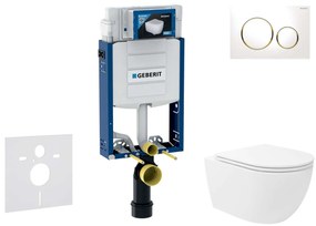 Geberit Kombifix - Set předstěnové instalace, klozetu Oudee Vortex a sedátka softclose, tlačítko Sigma20, bílá/pozlacená SANI15CA3188