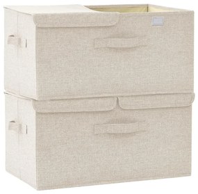 Úložné boxy 2 ks textil 50 x 30 x 25 cm krémové - Default Title