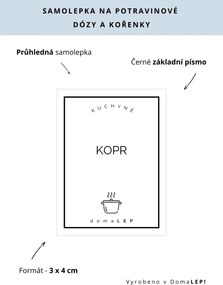 Samolepka na kořenky KMÍN KOPR průhledná 3 × 4 cm základní písmo