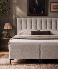 Taupe boxspring postel s úložným prostorem 180x200 cm Puhala – Makamii