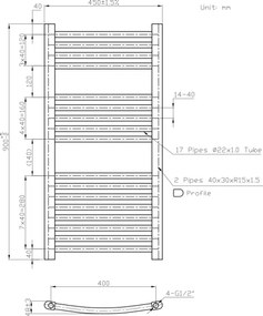Novaservis - Koupelnový žebříkový radiátor 365W/230V 90x45 cm bílá oblý