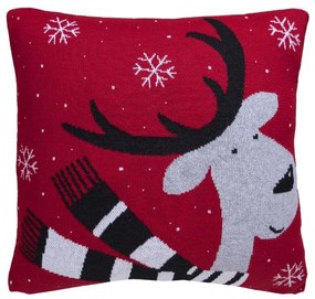SCANquilt pletený povlak DESIGN sob červenošedá 45 x 45 cm
