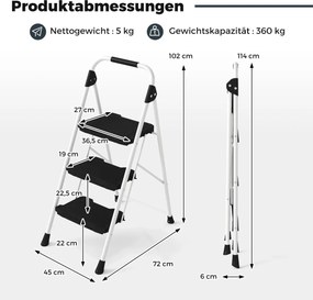 Costway Přenosný žebřík s polstrovaným madlem a protiskluzovými schůdky Skládací