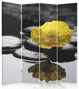 Ozdobný paraván Květiny orchidejí - 145x170 cm, čtyřdílný, obustranný paraván 360°