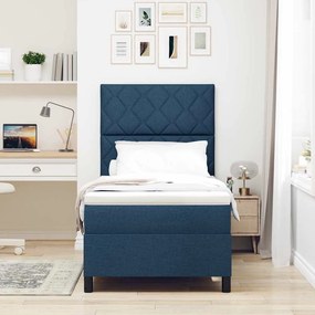 Postel s boxspringem s čelo Modrá 90 x 200 cm textil 3339440