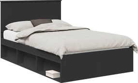 Rám postele s čelo Černá 120 x 200 cm Masivní borové dřevo 3409382