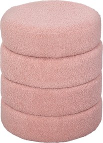 HOMCOM Taburet, kulatý, teddy fleece, do 120 kg, Φ40x45H cm, růžová