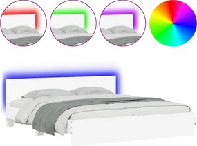 Rám postele s čelem a LED osvětlením bílý 200 x 200 cm 3207581