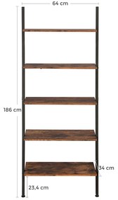 Hnědá stojací police Vasagle Ullys, 64x34x186 cm