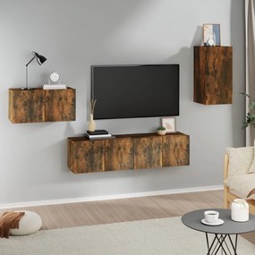 4dílný set TV skříněk kouřový dub kompozitní dřevo 3120260