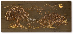Li-Go "Tři duby" světelný obraz s baterií 110x50cm varianta: ovládání na obraze bez dálkového ovladače, provedení: bříza