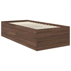 Rám postele s čelo Hnědý dub 75 x 190 cm Kompozitní dřevo 3408633