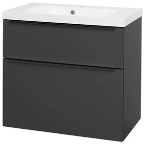Mereo Mereo, Mailo, koupelnová skříňka s umyvadlem z litého mramoru 81 cm, bílá, dub, antracit, CN531MB