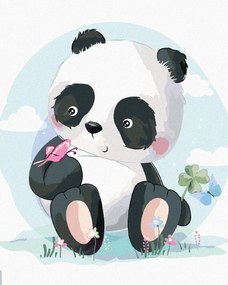 Diamantové malování diamondi - panda s motýlkem, 40x50 cm, bez rámu a bez vypnutí plátna
