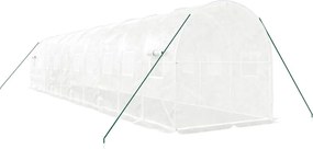 Skleník s ocelovým rámem bílý 20 m² 10 x 2 x 2 m 3188031