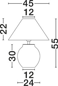 Bílá/šedá keramická stolní lampa s textilním stínidlem (výška 55 cm) Lupe – Nova Luce