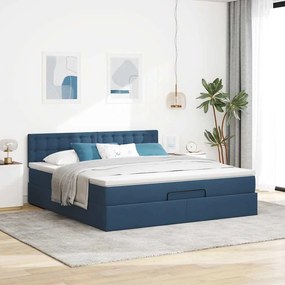 Osmanský rám postele s matrací modrá 180x200cm textil 3311649