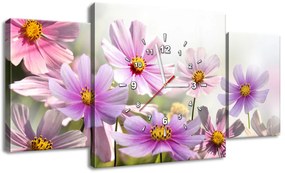 Gario Obraz s hodinami Jemné květy - 3 dílný Rozměry: 30 x 90 cm
